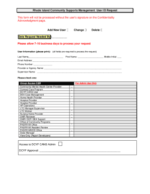 Fillable Online eohhs ri Rhode Island User ID Request Form Fax Email ...