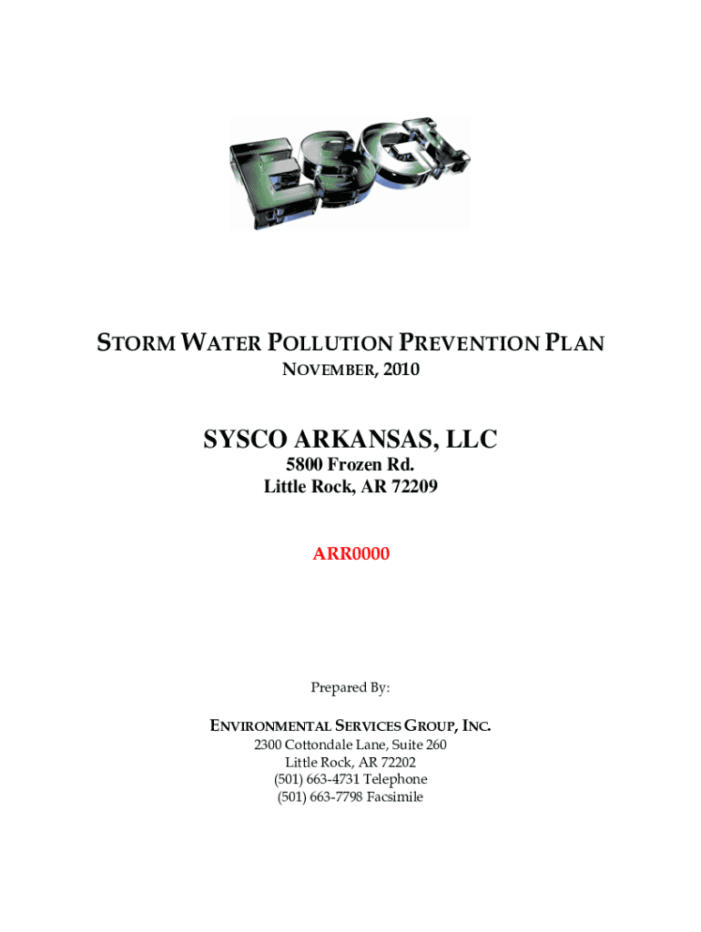 Fillable Online Storm Water Pollution Prevention Plan ... - adeq.state ...