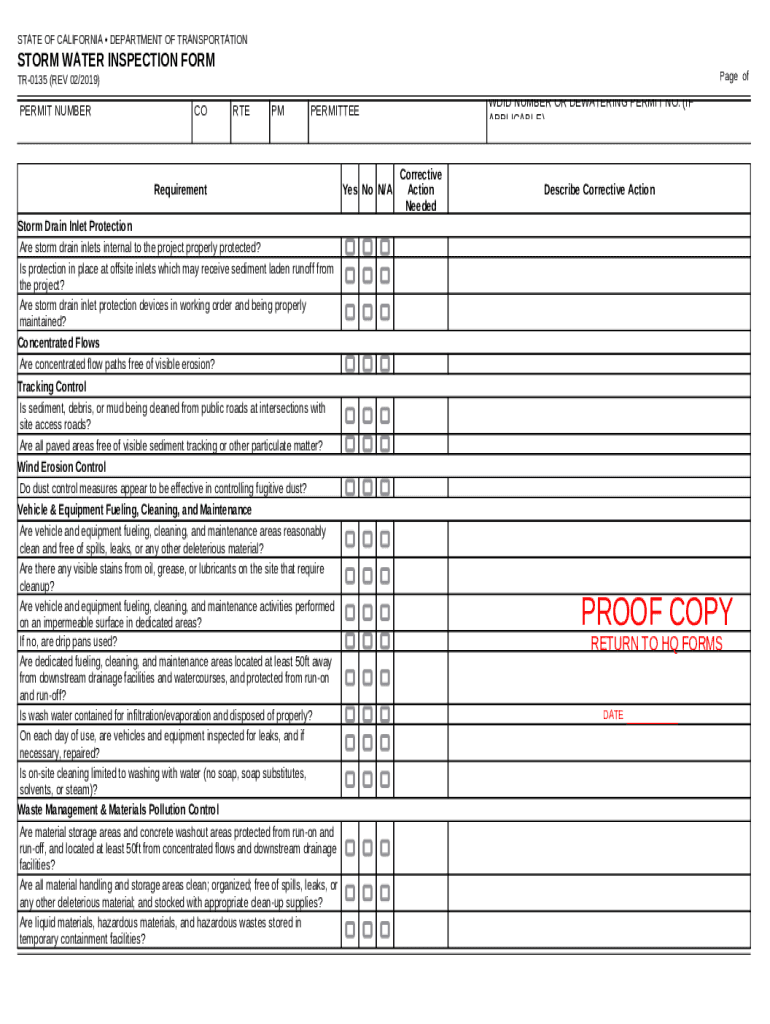 Fillable Online TR-0135: Storm Water Inspection Form Fax Email Print ...