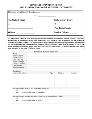 Fillable Online AFFIDAVIT OF INDIGENCY - Version 1 Fax Email Print ...