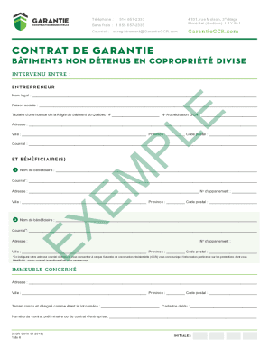 Fillable Online CONTRAT DE GARANTIE - GCR Fax Email Print - pdfFiller