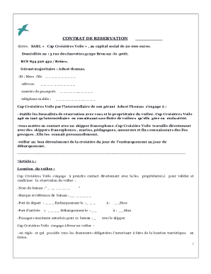 Fillable Online CONTRAT DE RESERVATION - Location avec Skipper Grce ...
