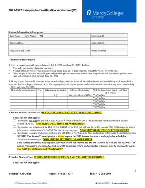 Fillable Online Fillable Online PDF V5 20212022 Verification Worksheet ... Fax Email Print ...