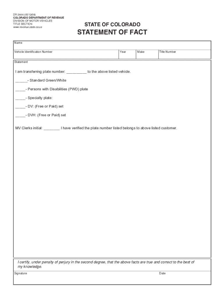 Fillable Online colorado department of revenue division of motor ...