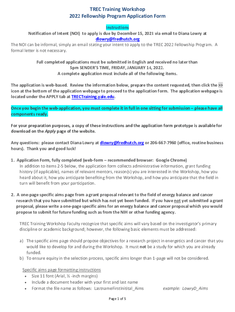 Fillable Online 2022 Fellowship Program Application Form Fax Email ...