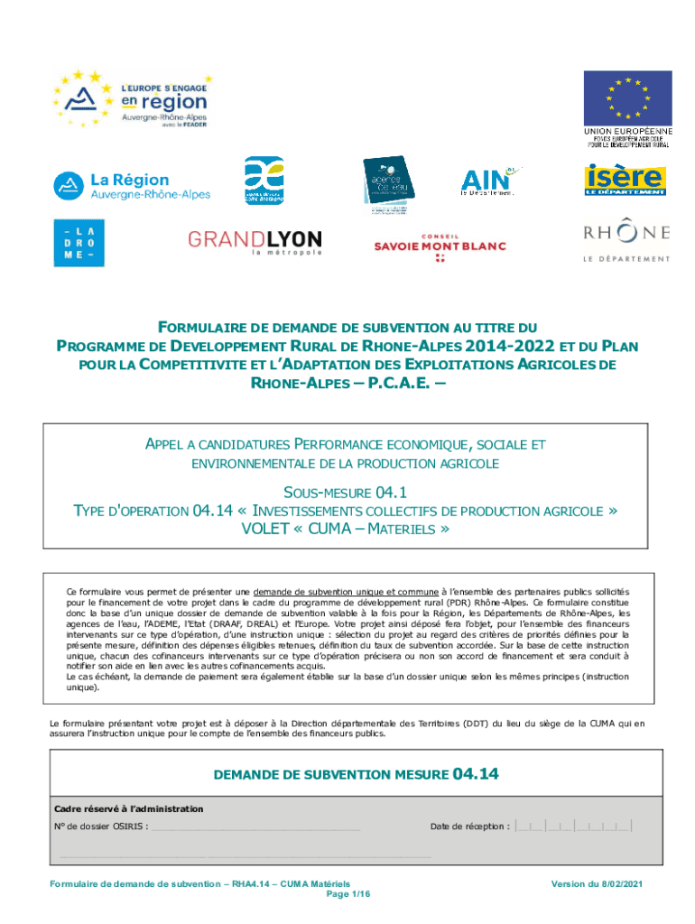Fillable Online FORMULAIRE DE DEMANDE DE SUBVENTION AU TITRE DU D ... - Savoie Fax Email Print ...