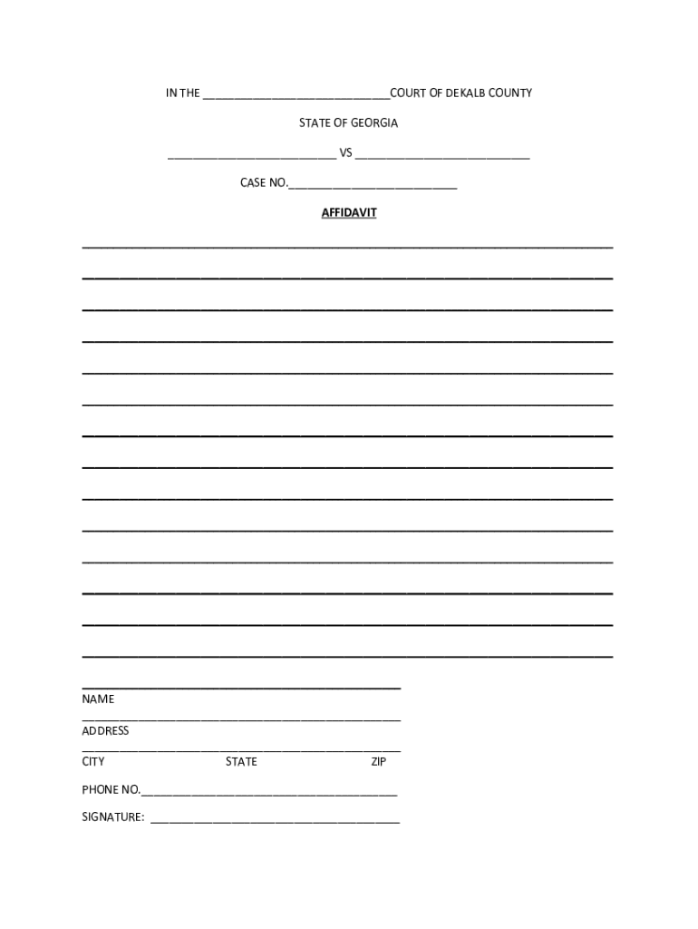 Fillable Online IN THE COURT OF DEKALB COUNTY STATE OF GEORGIA ...