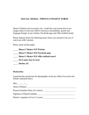 Fillable Online Social Media Photo Consent Form Fax Email Print - pdfFiller