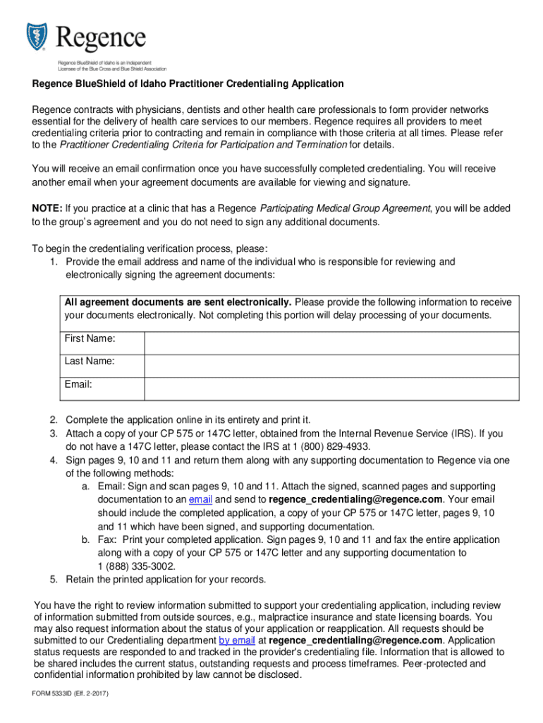 Fillable Online Fillable Online Regence Blue Shield of Idaho ...