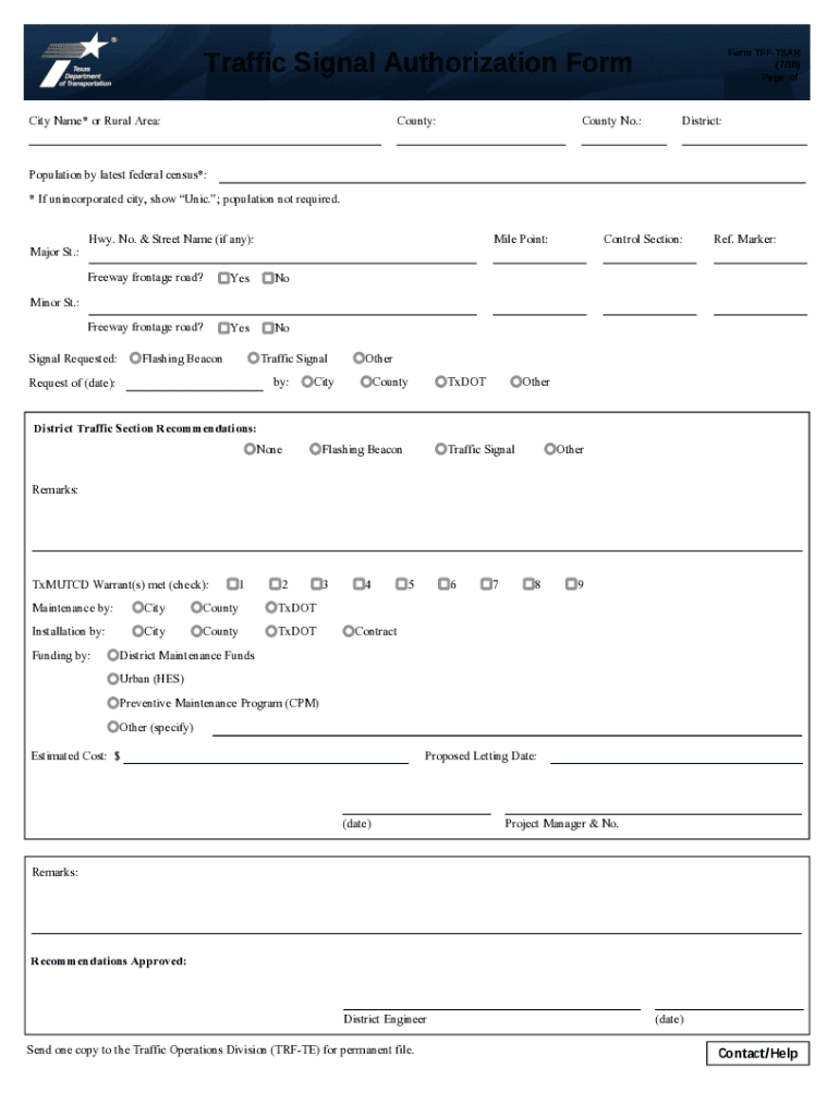 Fillable Online Traffic Signal Authorization Form Fax Email Print - pdfFiller