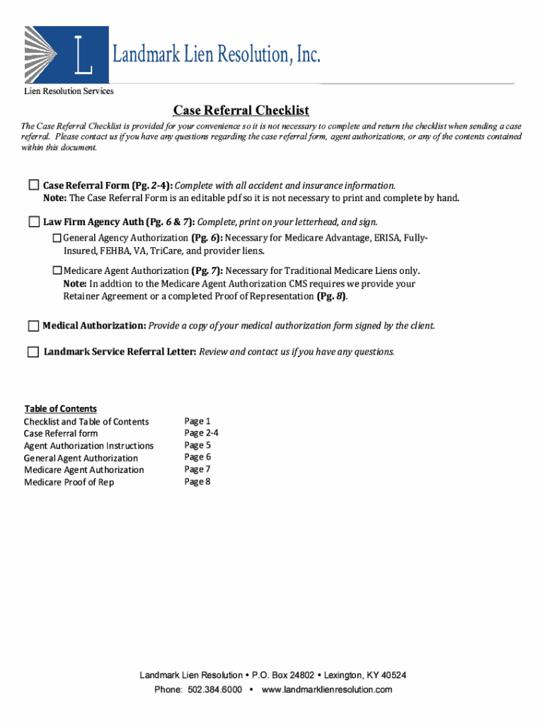 Fillable Online Landmark New Case Intake Forms.pdf Fax Email Print ...