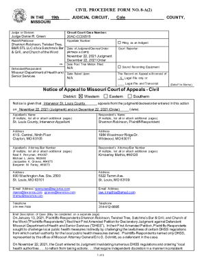 Fillable Online Fillable Online Notice of Appeal to Missouri Court of ... Fax Email Print ...