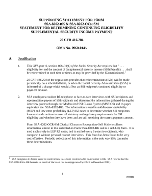 Fillable Online SUPPORTING STATEMENT FOR FORM SSA-8202-BK & SSA-8202 ...