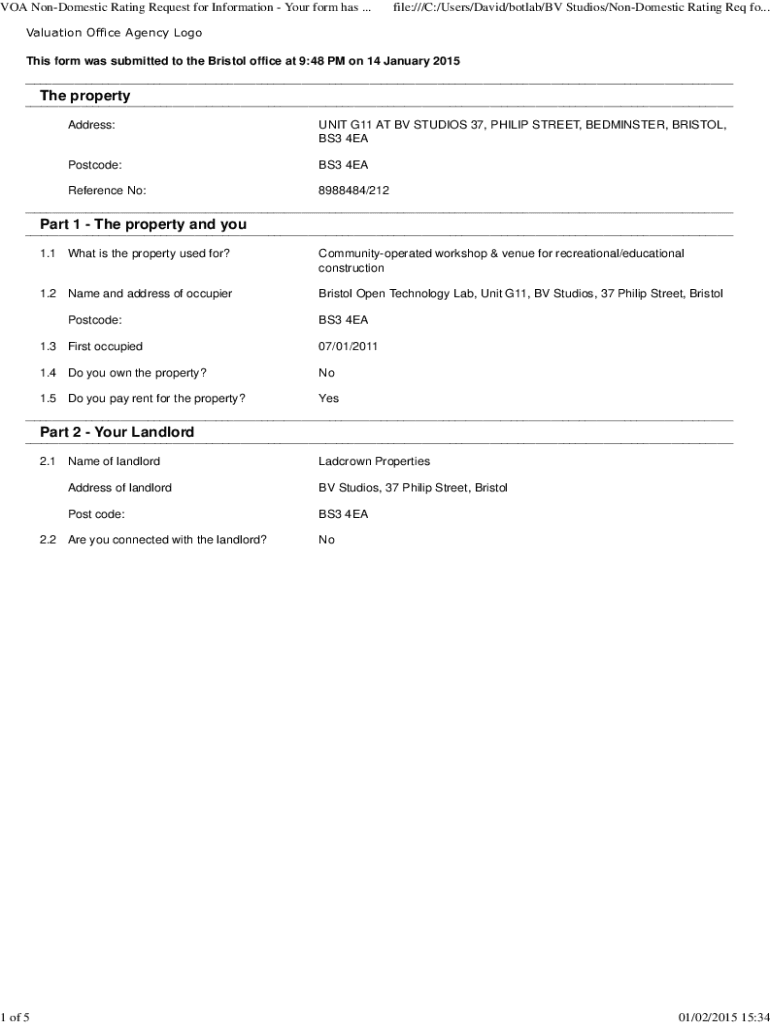 Fillable Online VOA Non Domestic Rating Request For Information Your fillable-online-voa-non-domestic-rating-request-for-information-your
