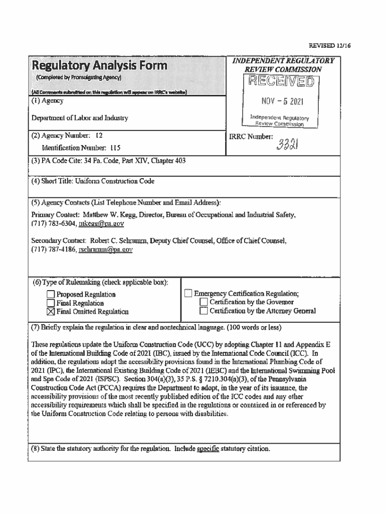 Fillable Online Fillable Online Regulatory Analysis Form - IIS Windows ...