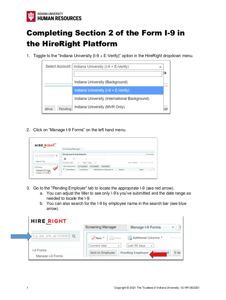 Fillable Online hr iu Completing Section 2 of the Form I-9 in the ...