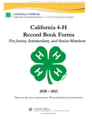 Fillable Online California 4-H Record Book Forms - Free Download PDF ...