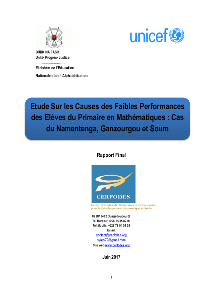 Fillable Online ( Rapport sur les faibles performances des e264leves en ...