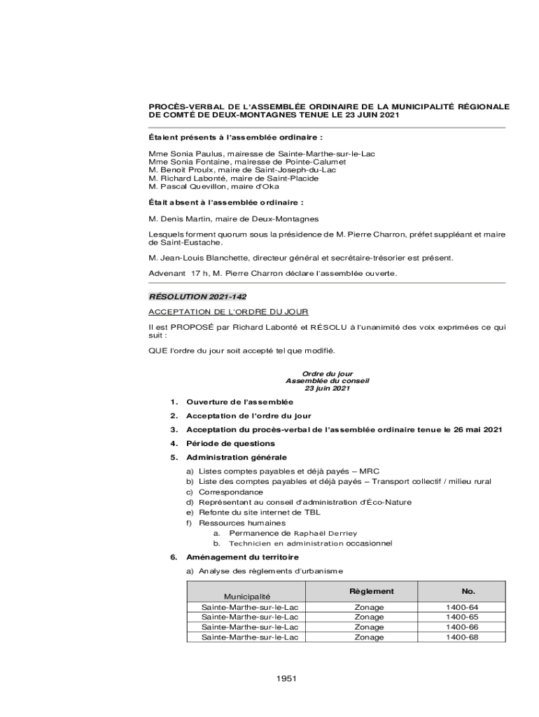 Fillable Online Fillable Online Remplissable Benoit Proulx, maire de ...