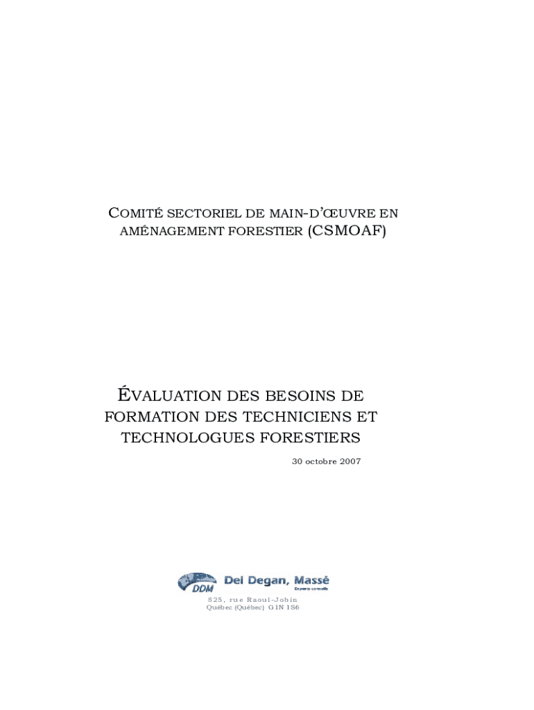 Remplissable En Ligne Comit sectoriel de main-d'oeuvre en amnagement forestier ... Fax Email ...