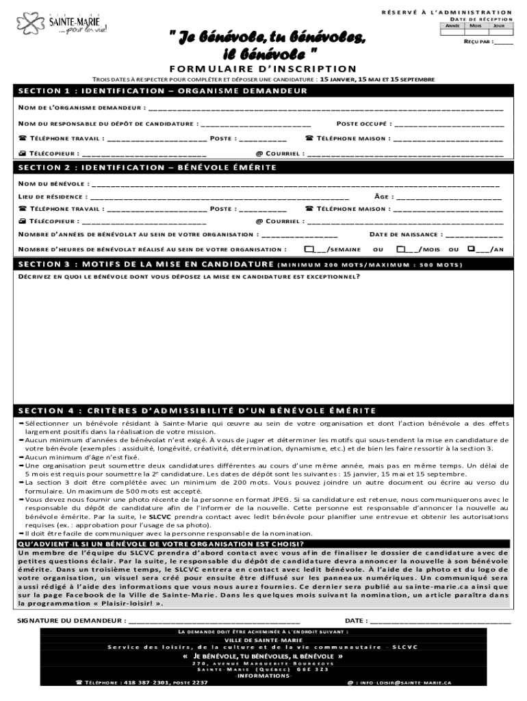 Fillable Online DATE DE RCEPTION Fax Email Print - pdfFiller