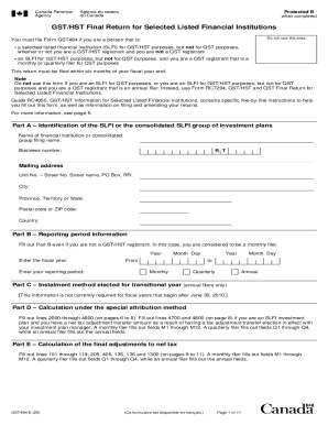 Fillable Online GST/HST Final Return for Selected Listed Financial ...