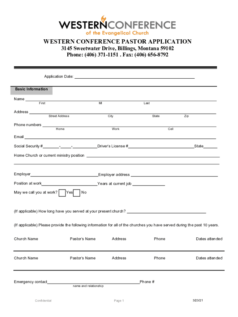 Fillable Online Fillable Online WC Pastor Application 7-10-17.docx Fax ...