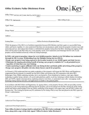 Fillable Online Fillable Online Office Exclusive Seller Disclosure Form ...