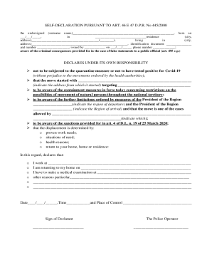 Fillable Online DECLARATION IN LIEU OF CERTIFICATION AND AFFIDAVIT ...