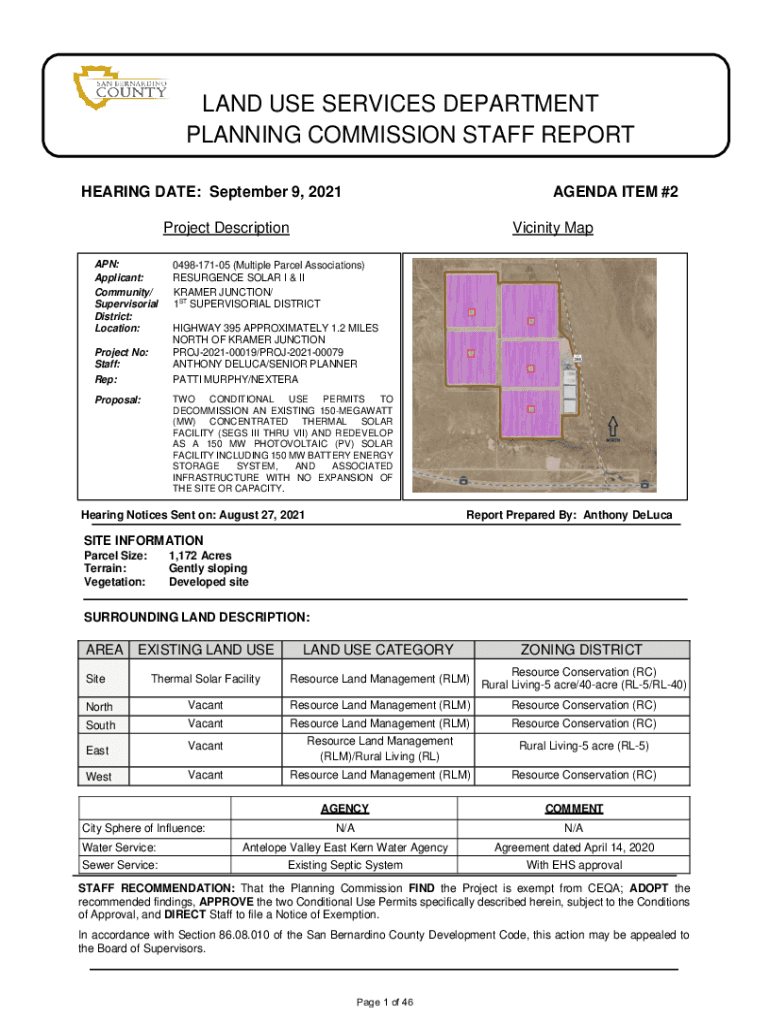 Fillable Online LAND USE SERVICES DEPARTMENT PLANNING COMMISSION STAFF ...