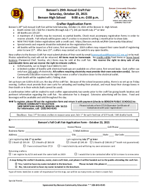 Fillable Online 2021 Craft Fair Application Form Fax Email Print ...