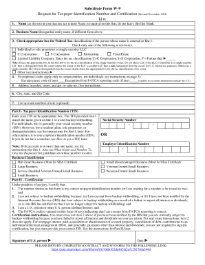 Fillable Online SUBSTITUTE W9 FORM REQUEST FOR TAXPAYER IDENTIFICATION ... Fax Email Print ...