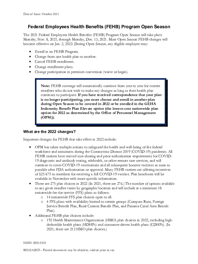 Fillable Online searchpub nssc nasa Federal Employees Health Benefits ...