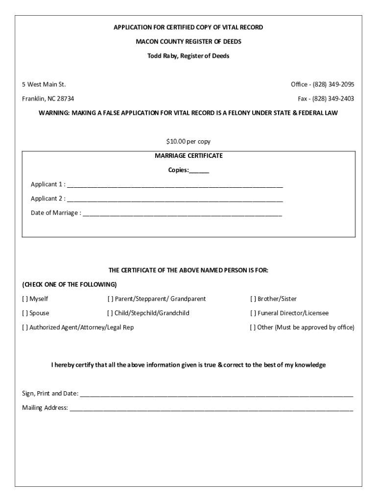 Fillable Online Fill - Free fillable OR CERTIFIED COPY OF A VITAL ...