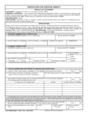Fillable Online Verification For Survivor Annuity Form - Fill and Sign ...