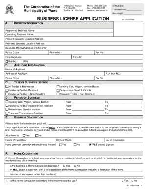 Fillable Online Business License Application - wawa.cc Fax Email Print ...