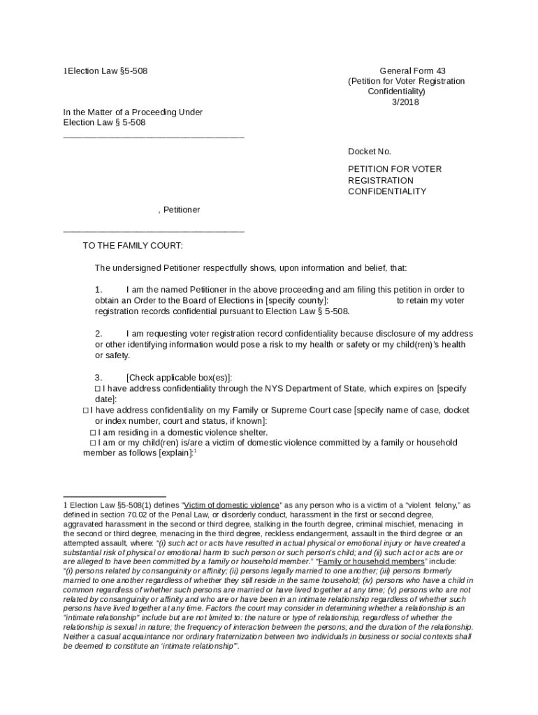Get the free Election Law 5-508 General 43 (Petition ... Doc Template ...