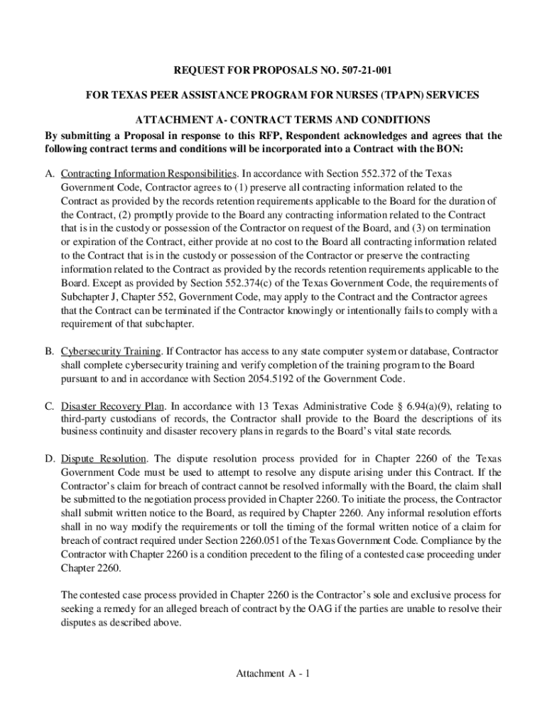 Fillable Online RFP Texas Peer Assistance Program for Nurses (TPAPN ...