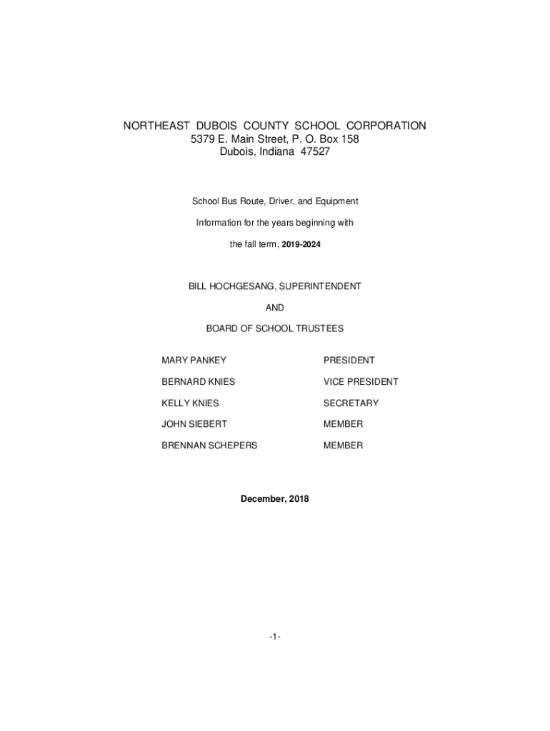 Fillable Online NORTHEAST DUBOIS COUNTY SCHOOL CORPORATION 5379 E. Main ... Fax Email Print ...