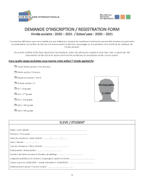 Fillable Online DEMANDE D'INSCRIPTION / REGISTRATION FORM - Bilingual ...