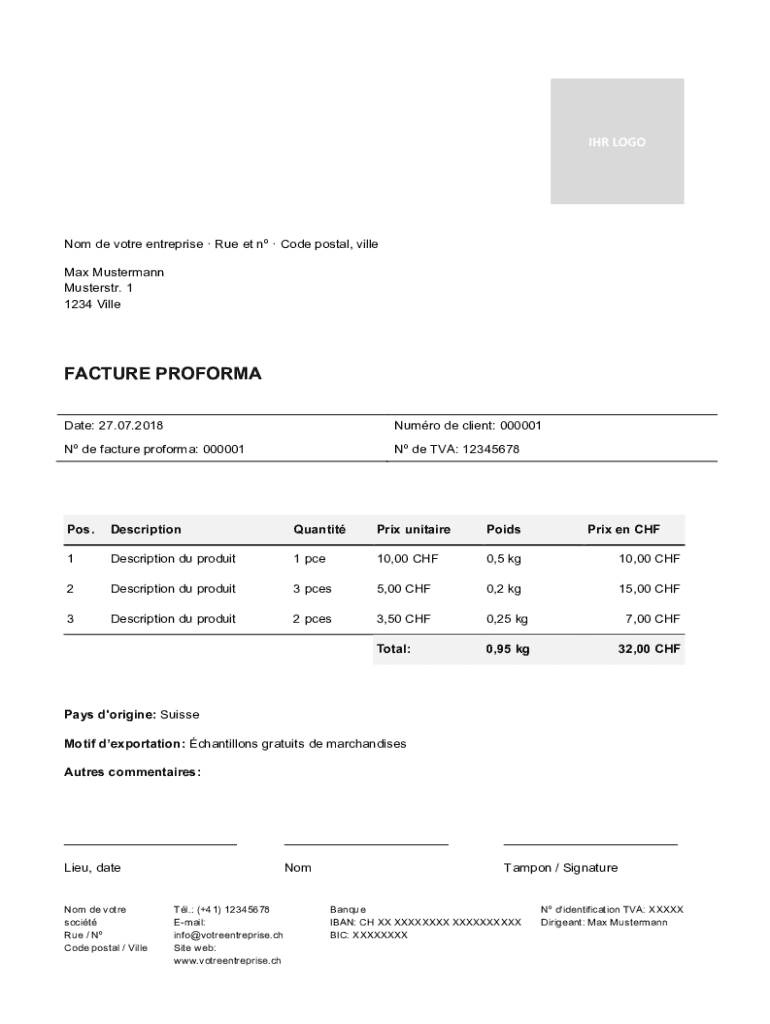 Facture Proforma - Fill Online, Printable, Fillable, Blank | pdfFiller