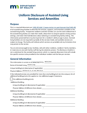 Fillable Online Uniform Disclosure of Assisted Living Services and ...