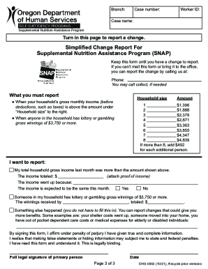 Fillable Online Simplified Change Report For Supplemental Nutrition ...