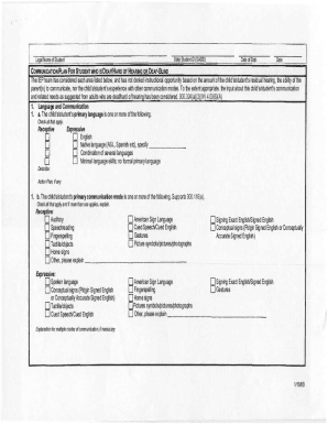 Fillable Online IEP Communication Plan Fax Email Print - pdfFiller