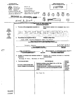 Fillable Online Articles of Amalgamation Fax Email Print - pdfFiller