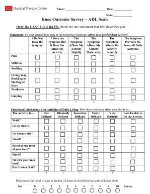 Fillable Online Knee Outcome Survey - Thompson Health Fax Email Print ...