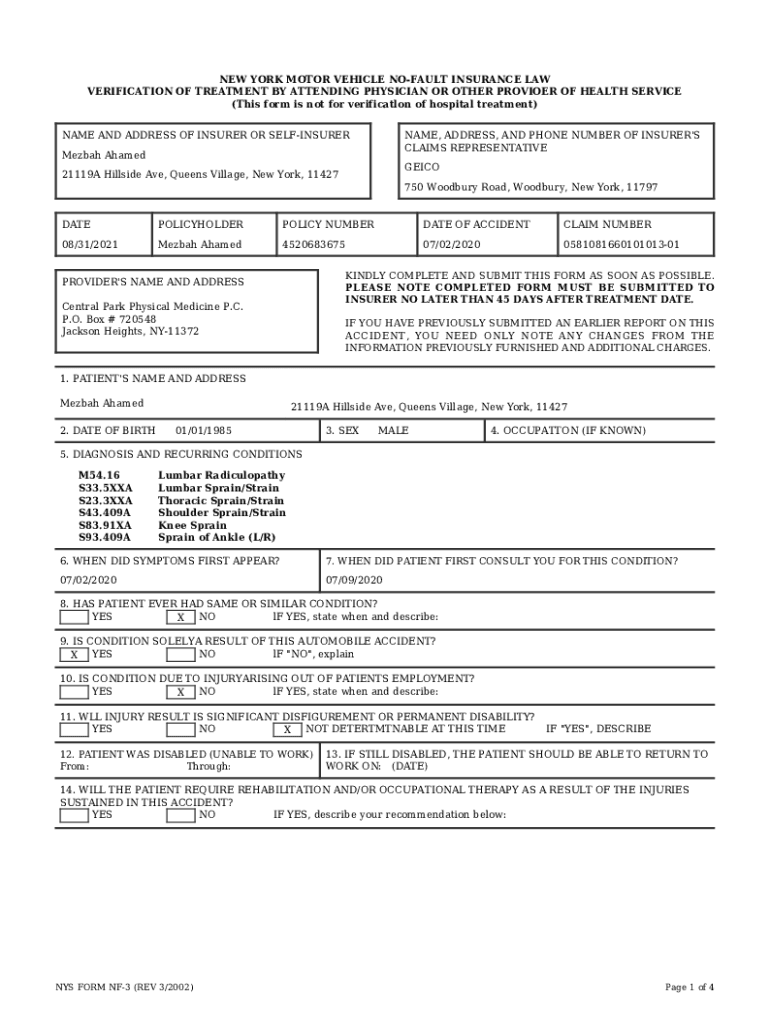 Fillable Online NEW YORK MOTOR VEHICLE NO-FAULT INSURANCE LAW ...