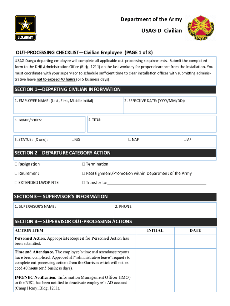 Fillable Online Employee Outprocessing Checklist.pub Fax Email Print ...