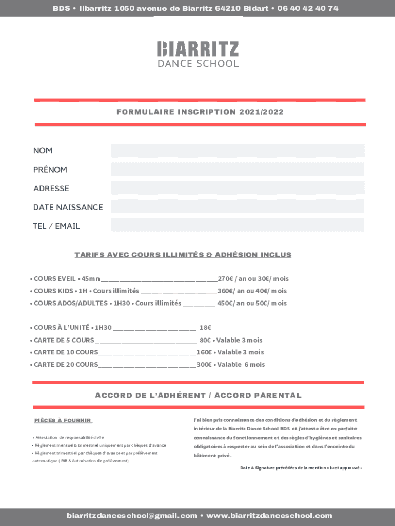 Fillable Online La version pdf du formulaire d'inscription: Easy to ...