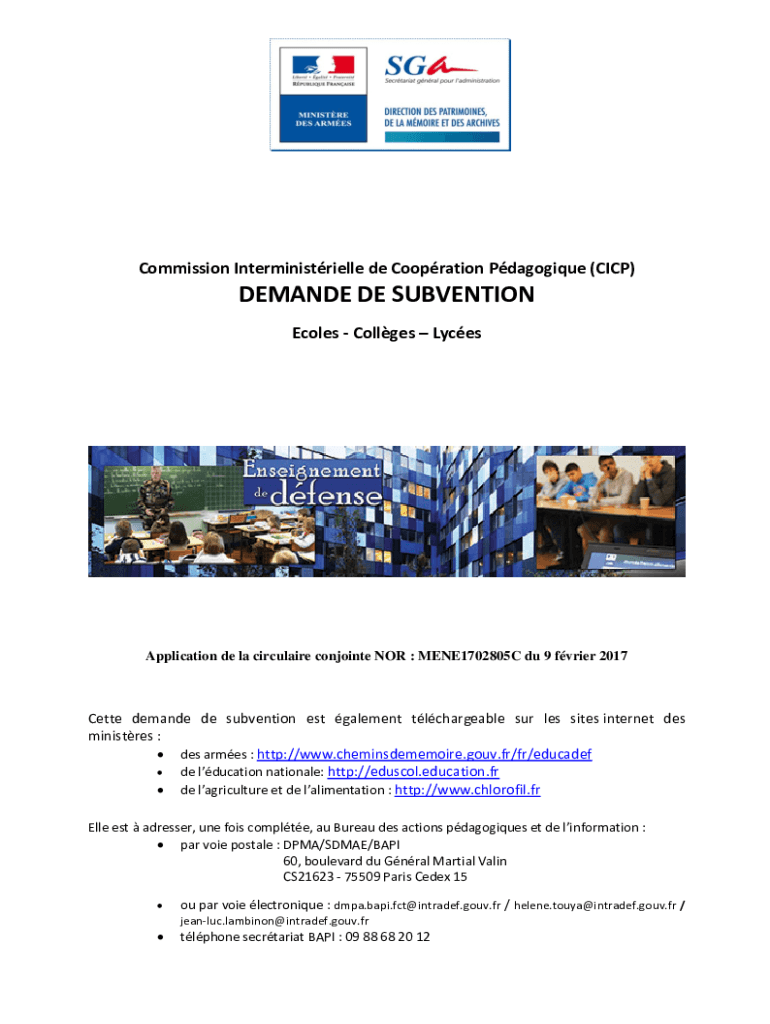 Fillable Online DEMANDE DE SUBVENTION - Acadmie de Nancy-Metz Fax Email Print - pdfFiller